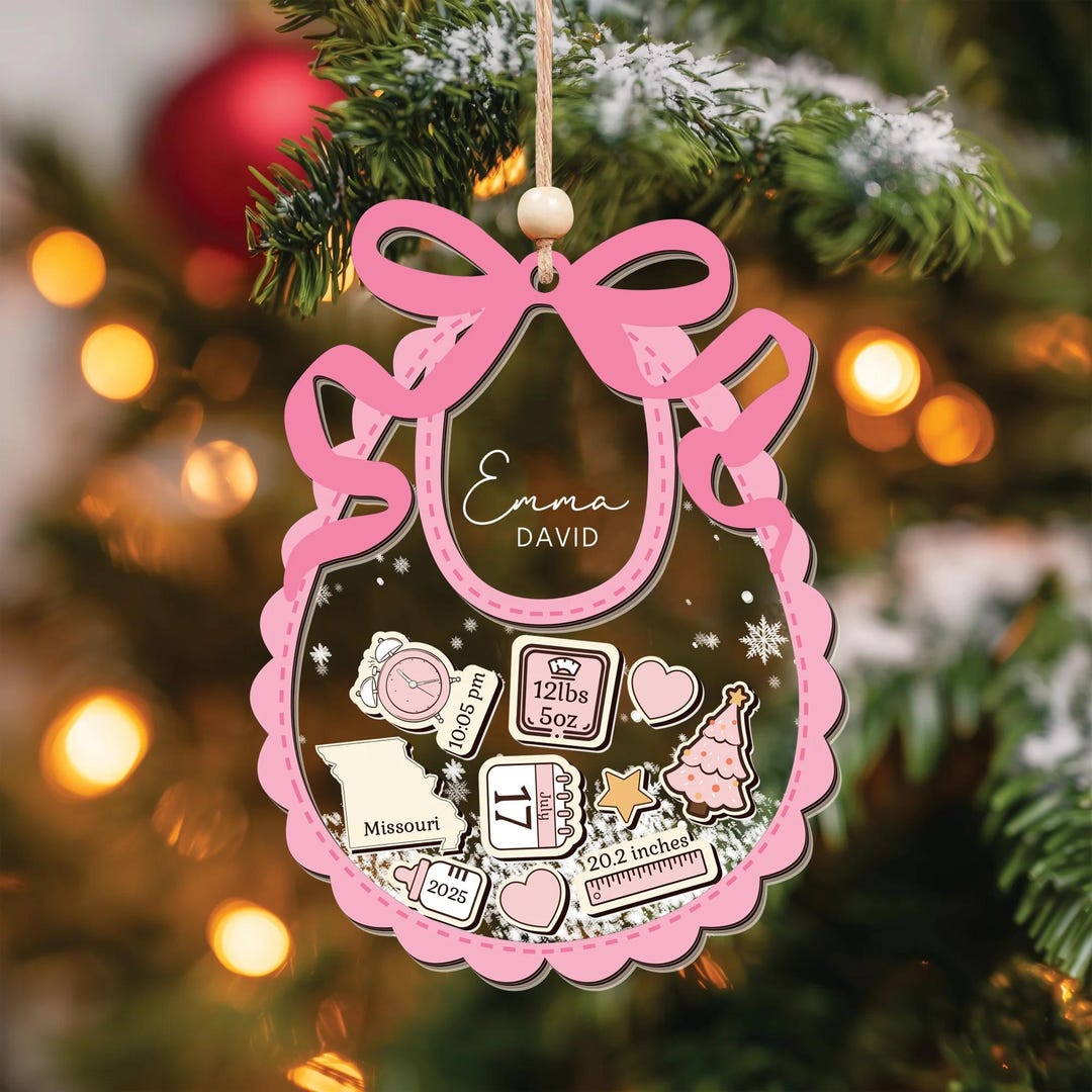 Custom Baby Birth Stats Shaker Ornament, Baby's First Christmas ...