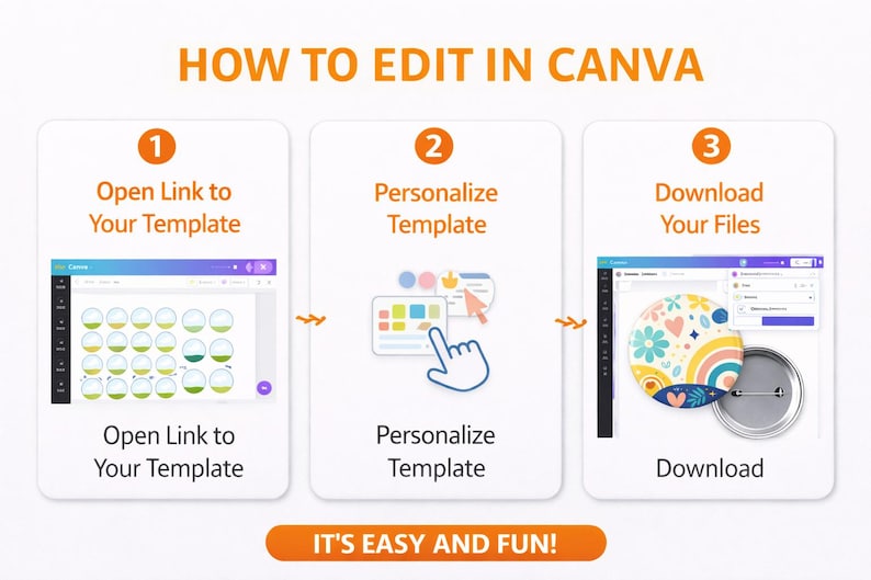 Button Pin Template Bundle Digital Download, Editable Badge Circle ...