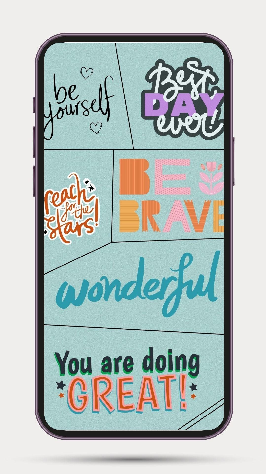 Cute Stickers Collage Motivational Background - Etsy