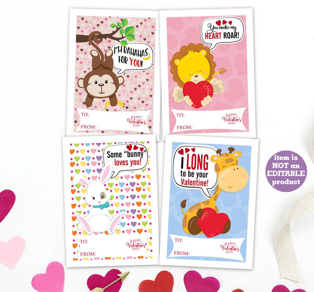 Printable Valentine Cards for Kids, Classroom Valentines, Valentine ...