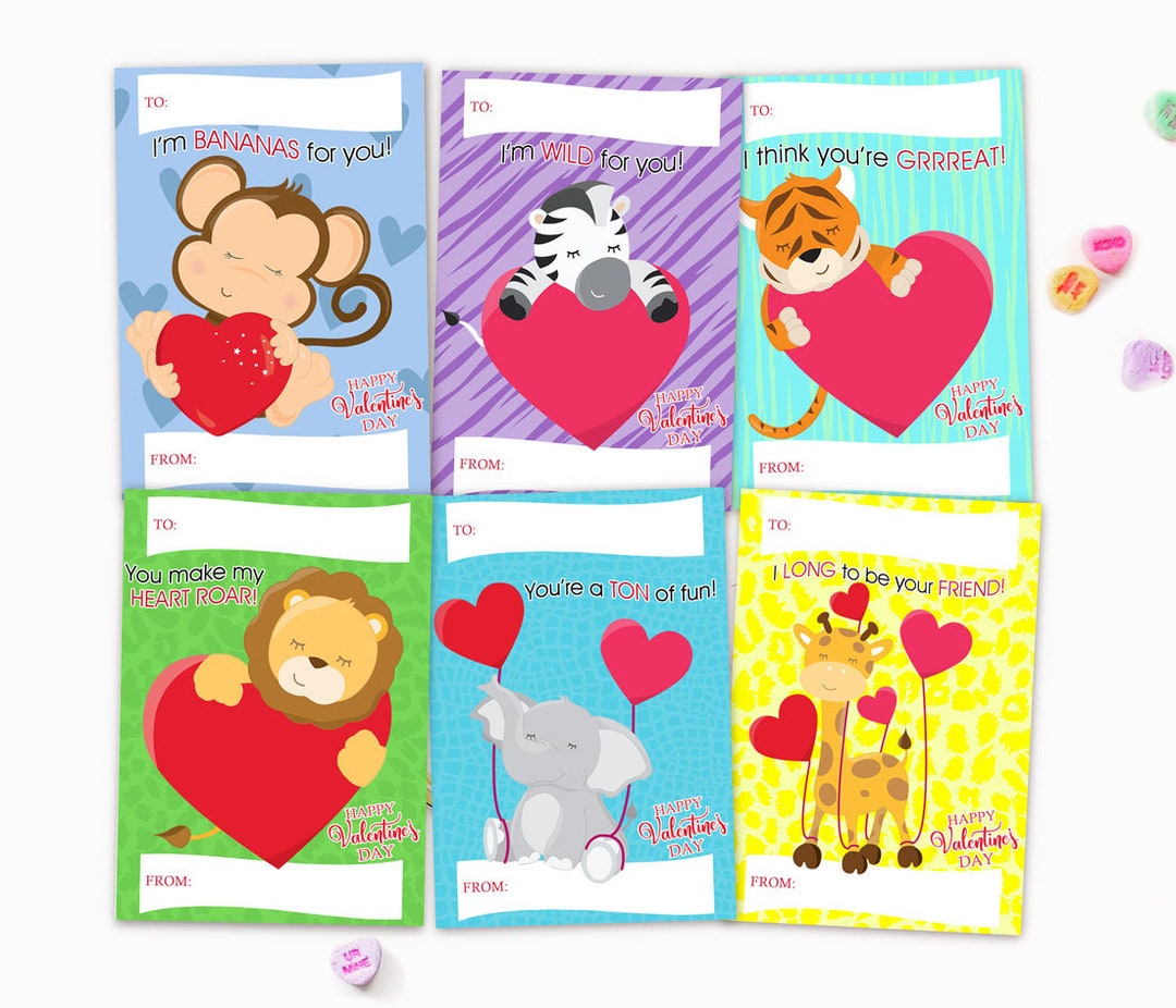 Printable Valentine Cards for Kids, Kids Valentines Day Cards, Kids ...