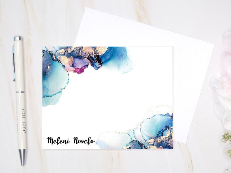 Personalized Stationery Note Cards Watercolor Flat Notecards - Etsy