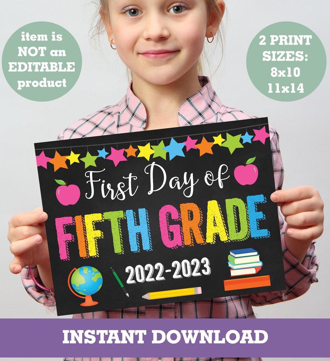 Back to School Sign 5th Grade First Day of School Sign - Etsy