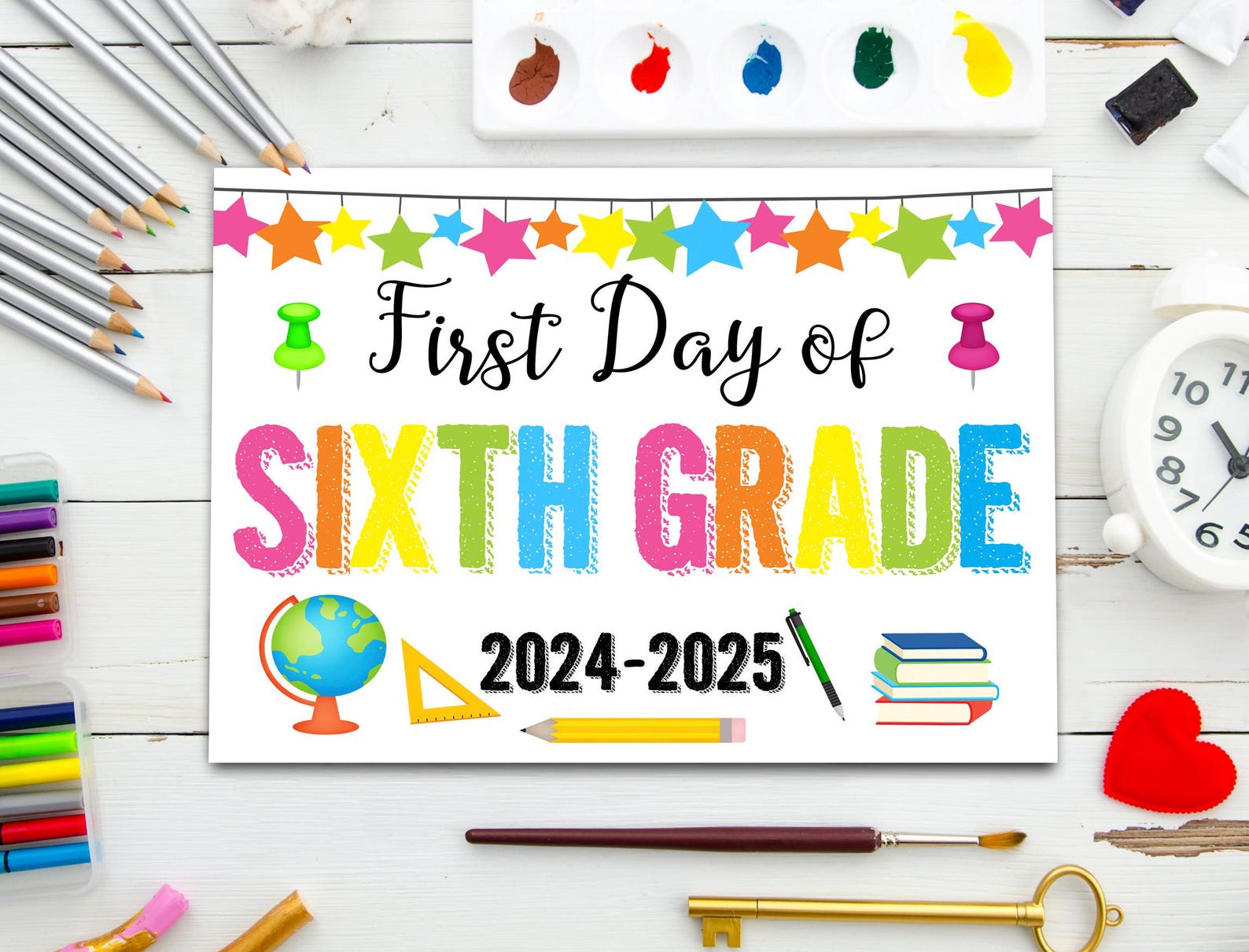First Day of School Sign, Back to School, 6th Grade, Instant Download ...