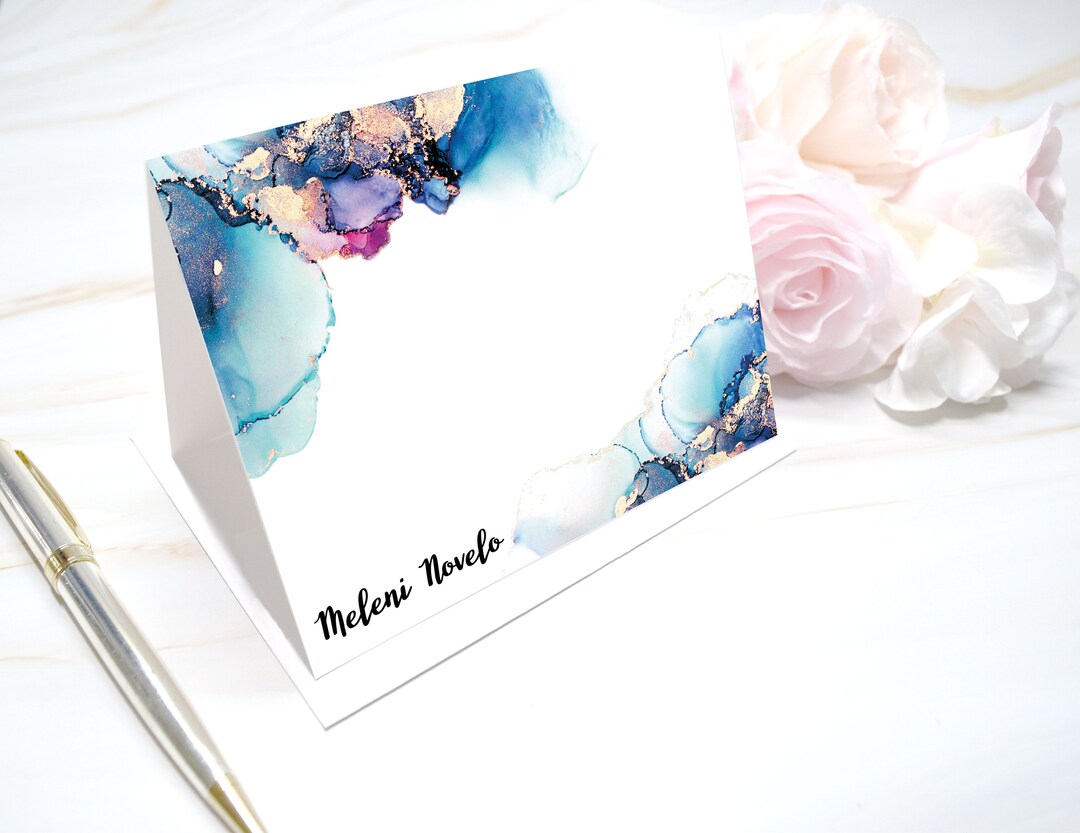Personalized Folded Note Cards Set, Notecards for Women, Pretty ...