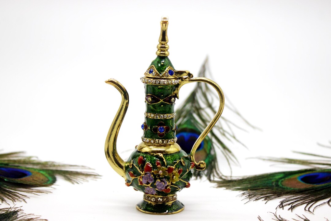 Enamel Dallah Trinket Box | Rhinestone Accent, Indo-arabic Decor - Etsy
