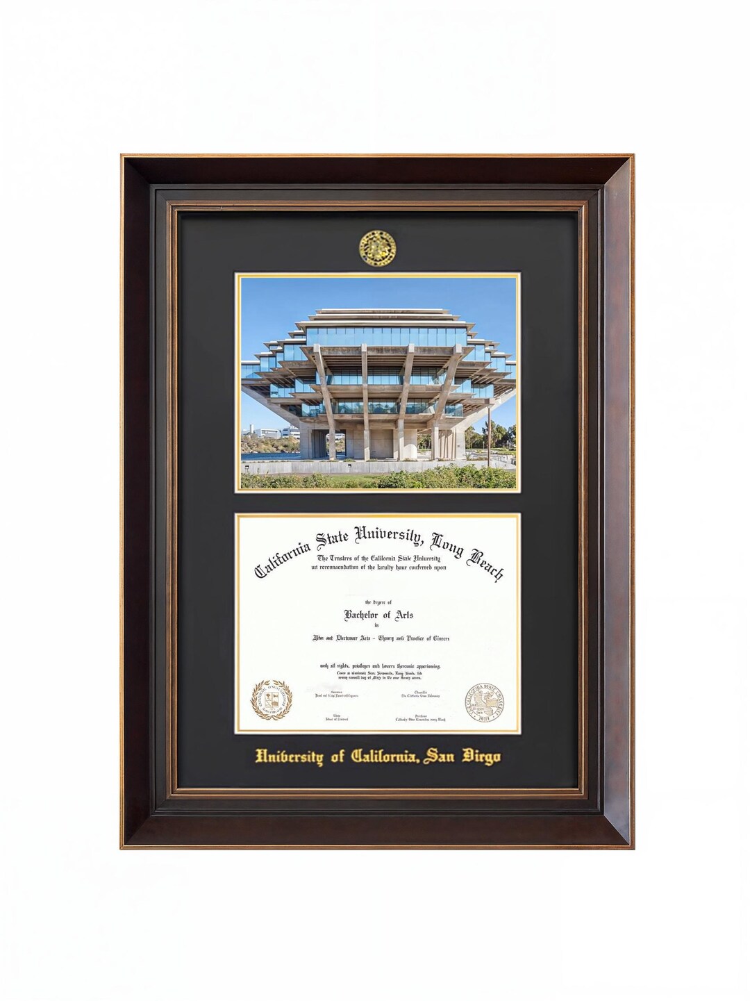 Double Certificate Mounting Frame Solid Wood Photo Frame Graduation ...