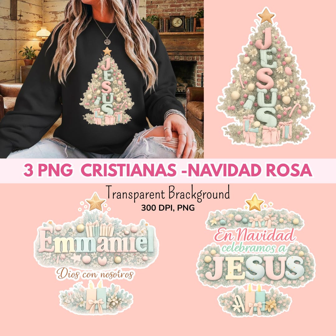 Pink Christian Christmas PNG Bundle | Jesus & Emmanuel Clipart ...
