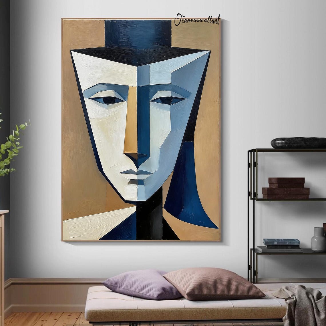 Abstract Cubist Face Wall Art: Modern Geometric Figure Abstract ...