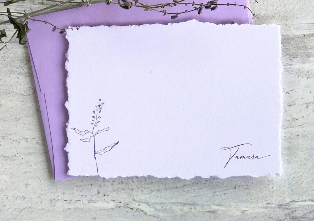 Personalized Deckle Edge Note Cards & Envelopes, Deckled Notecard Set ...
