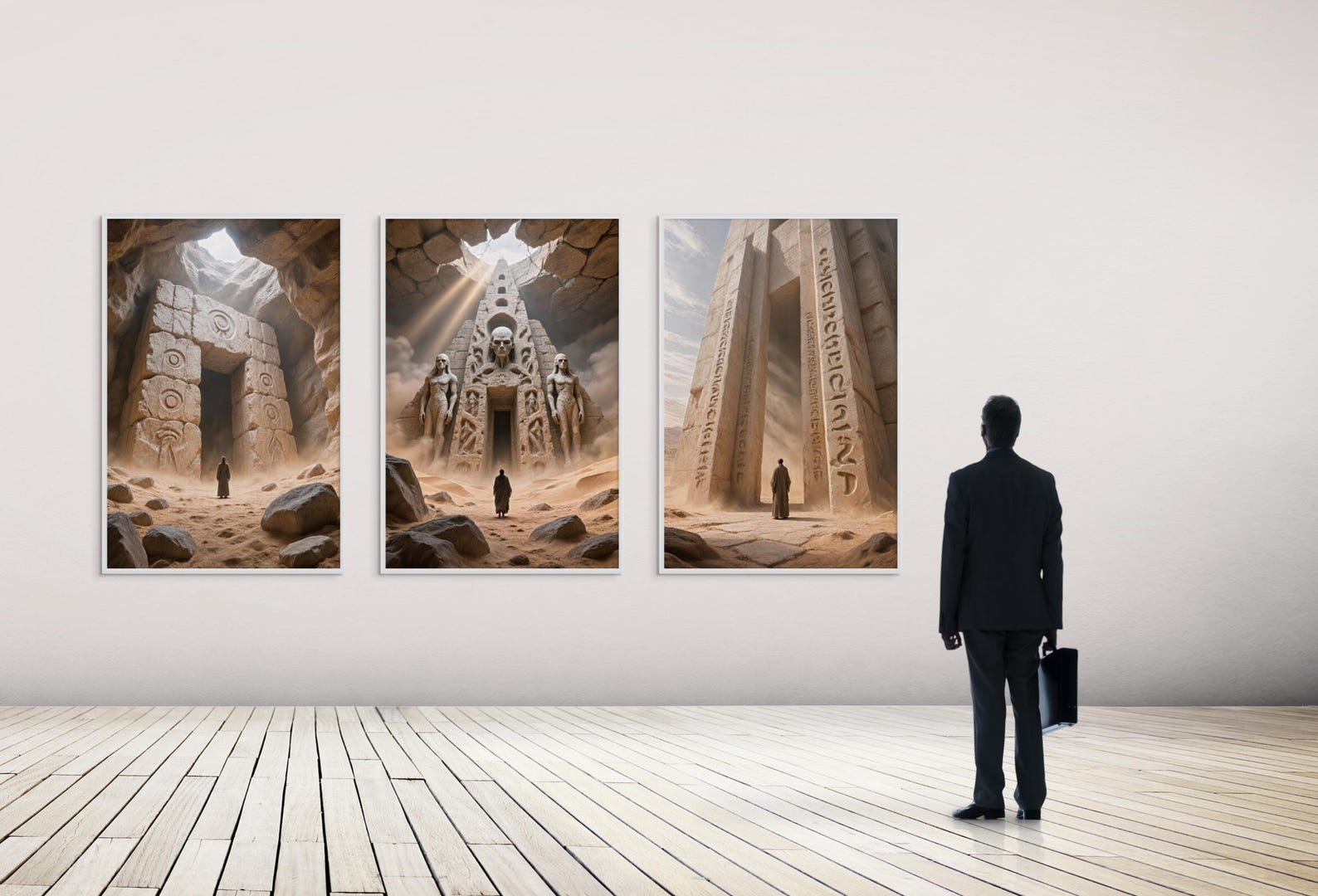 Sci-fi Shrine Print: Alien Idol Temple With Colossal Statues (digital ...