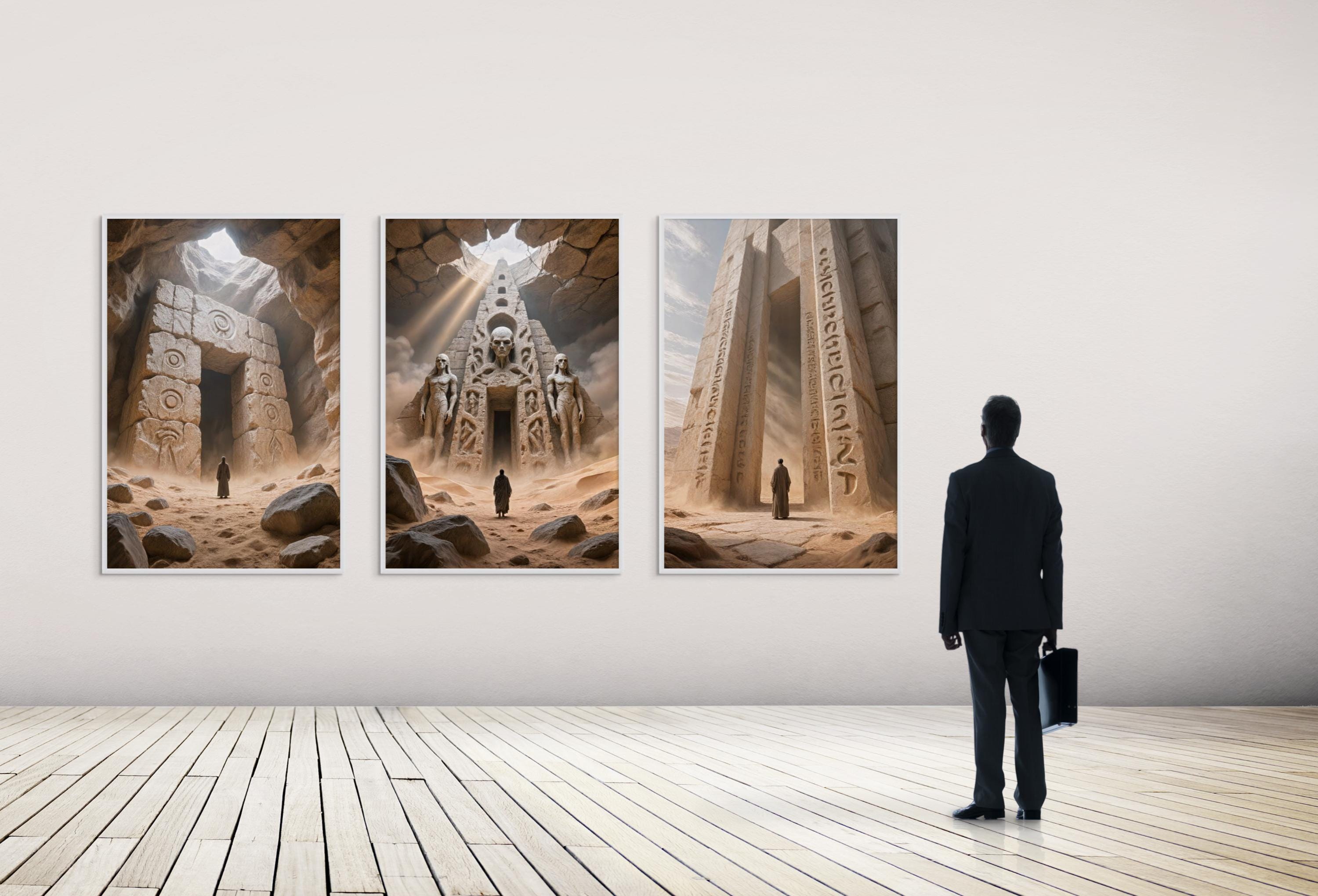 Sci-fi Shrine Print: Alien Idol Temple With Colossal Statues (digital ...