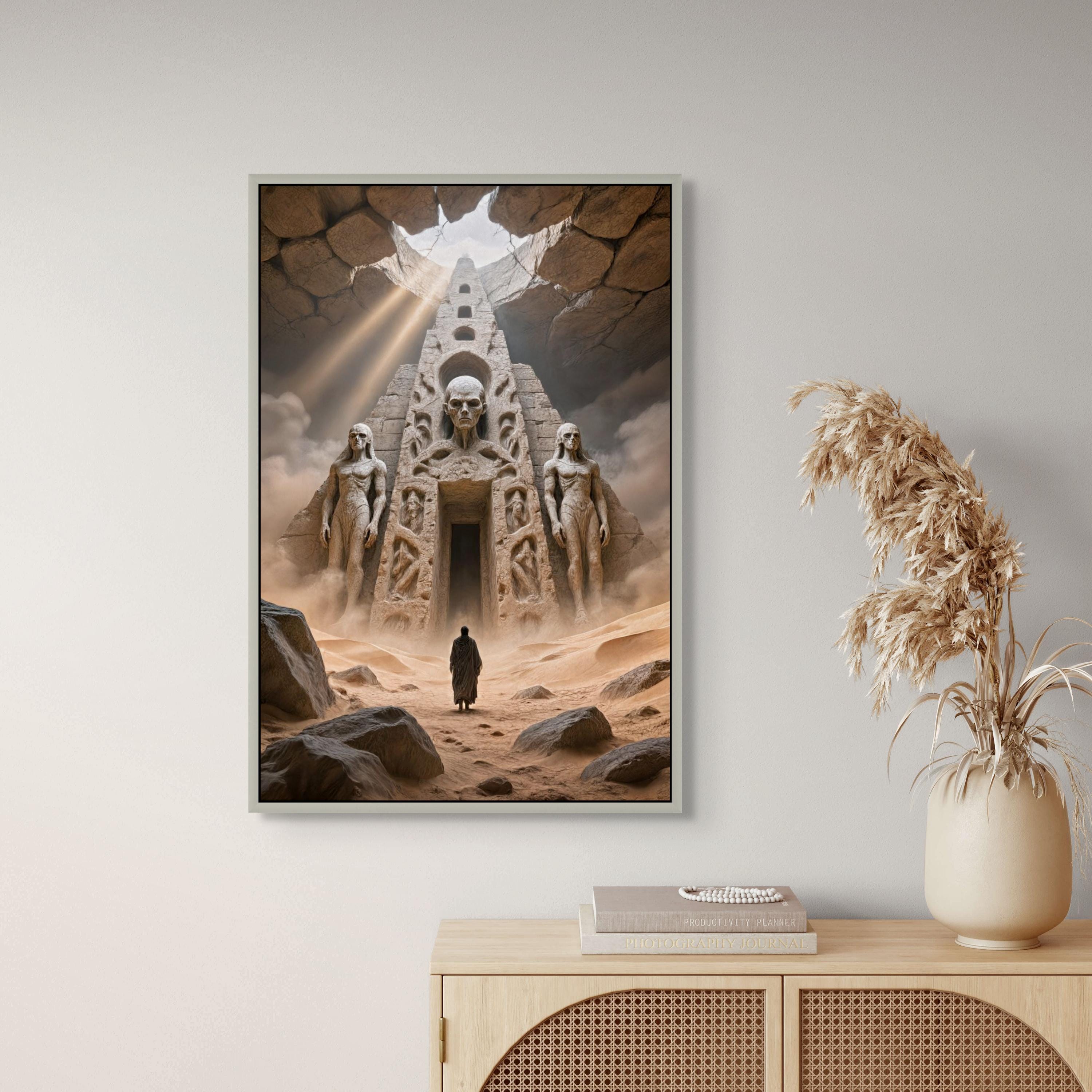 Sci-fi Shrine Print: Alien Idol Temple With Colossal Statues (digital ...