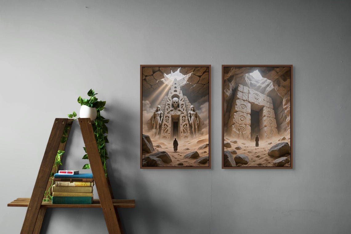 Sci-fi Shrine Print: Alien Idol Temple With Colossal Statues (digital ...