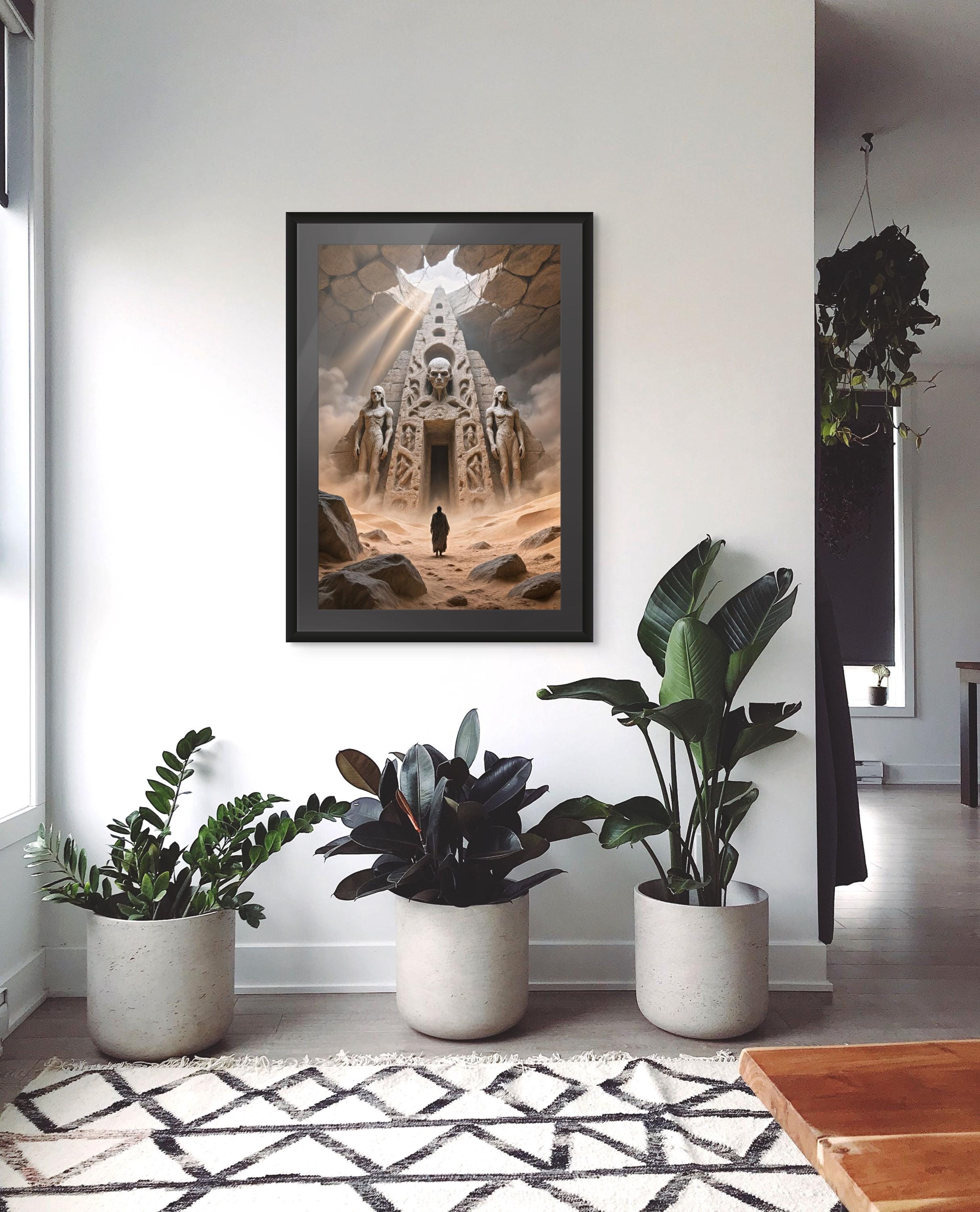 Sci-fi Shrine Print: Alien Idol Temple With Colossal Statues (digital ...
