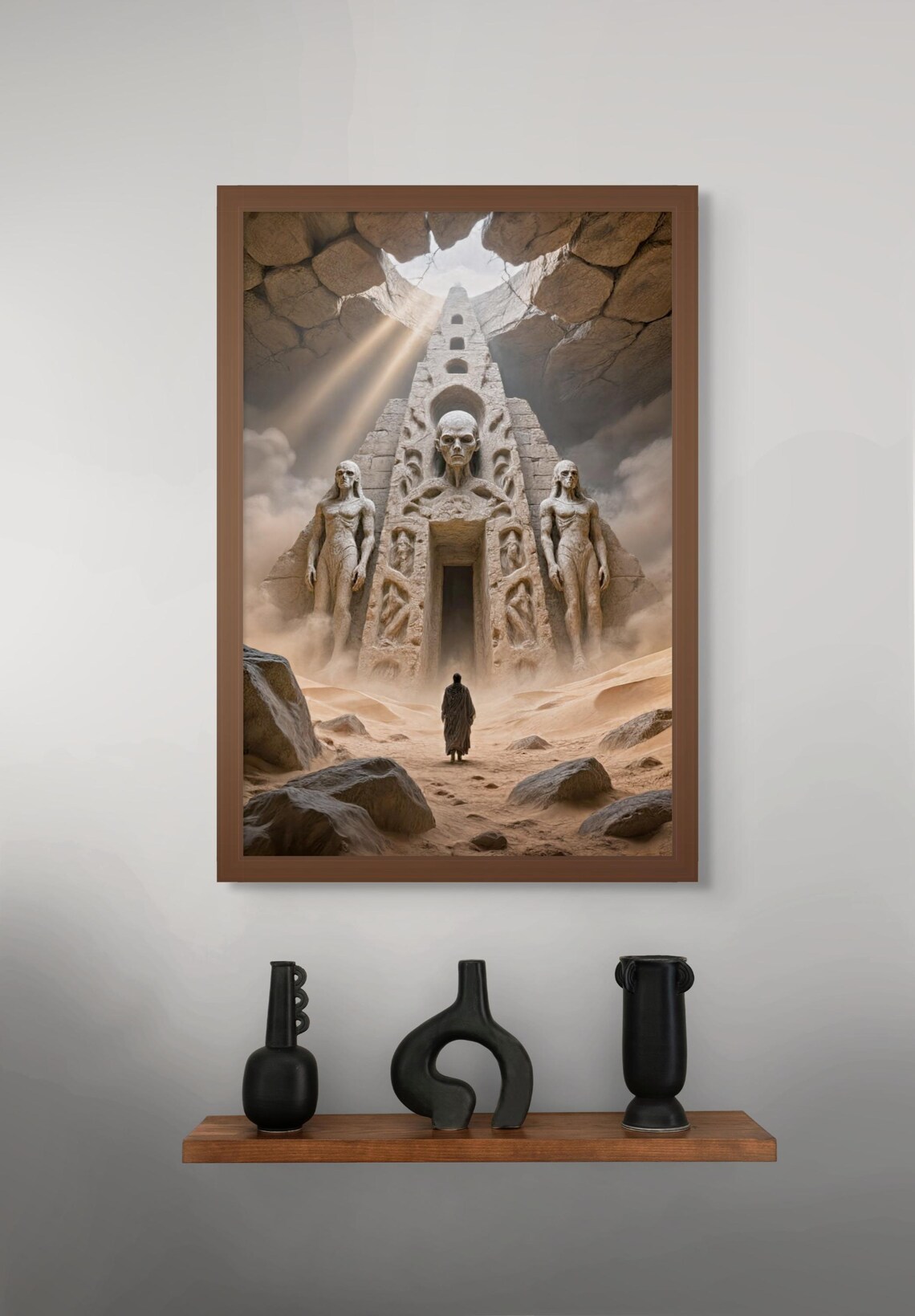 Sci-fi Shrine Print: Alien Idol Temple With Colossal Statues (digital ...