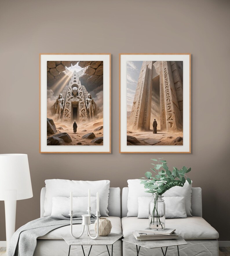 Sci-fi Shrine Print: Alien Idol Temple With Colossal Statues (digital ...