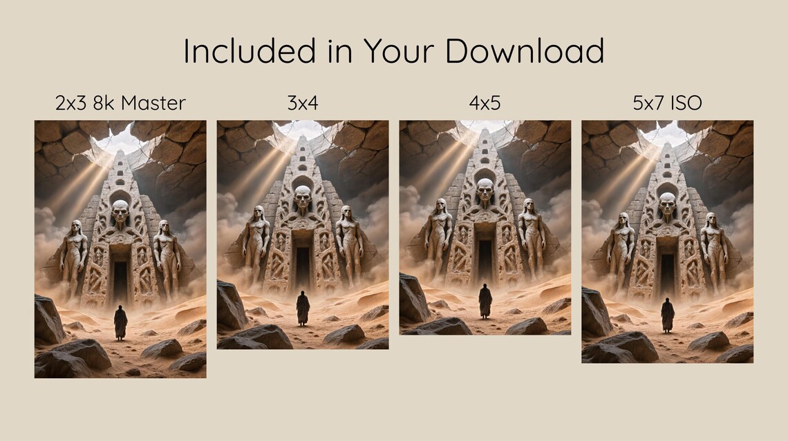 Sci-fi Shrine Print: Alien Idol Temple With Colossal Statues (digital ...