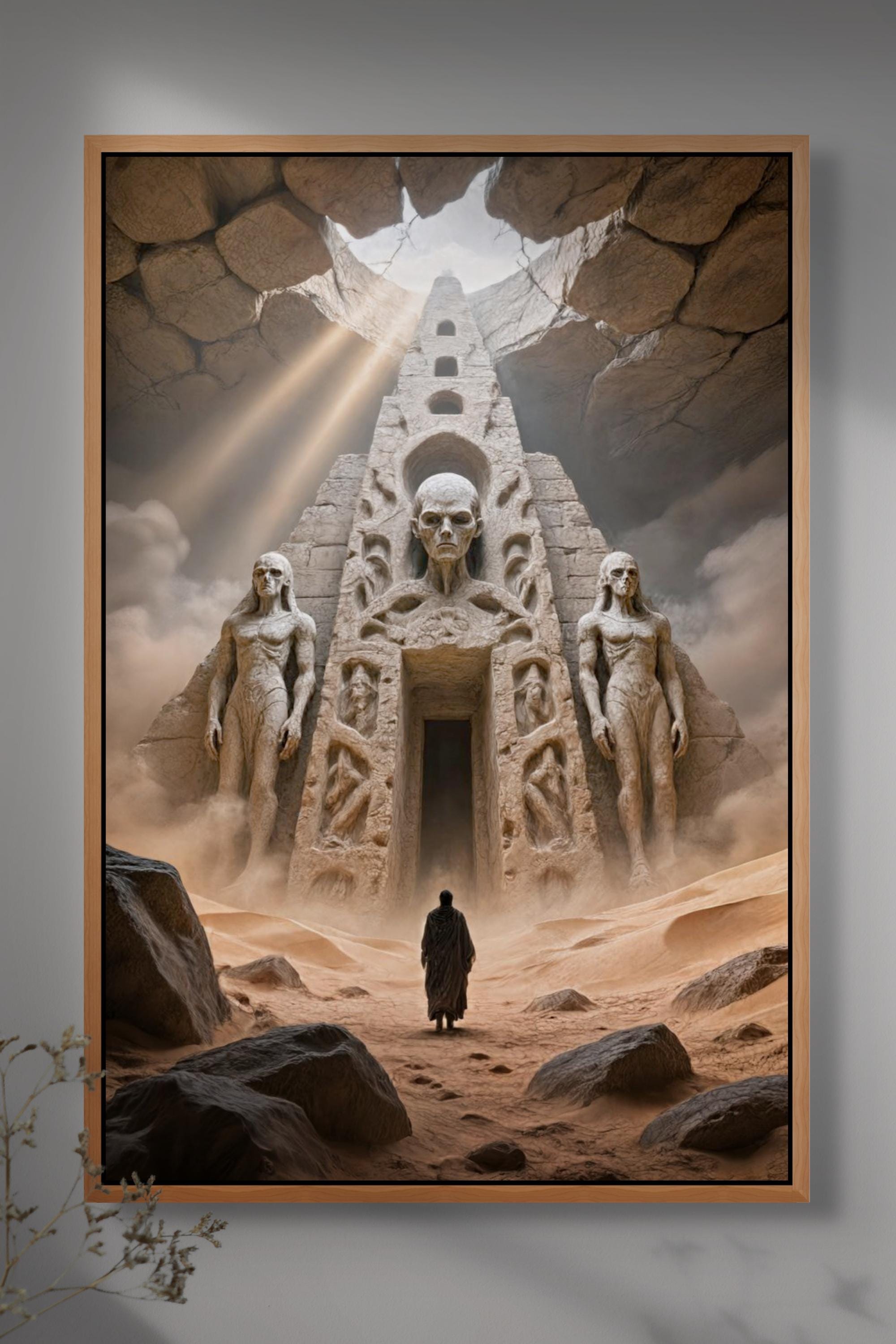 Sci-fi Shrine Print: Alien Idol Temple With Colossal Statues (digital ...