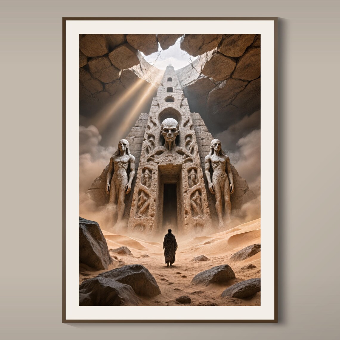 Sci-fi Shrine Print: Alien Idol Temple With Colossal Statues (digital ...