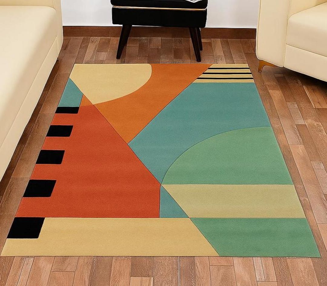 Mid-century Modern Geometric Rug, Abstract Art Deco Style - Etsy