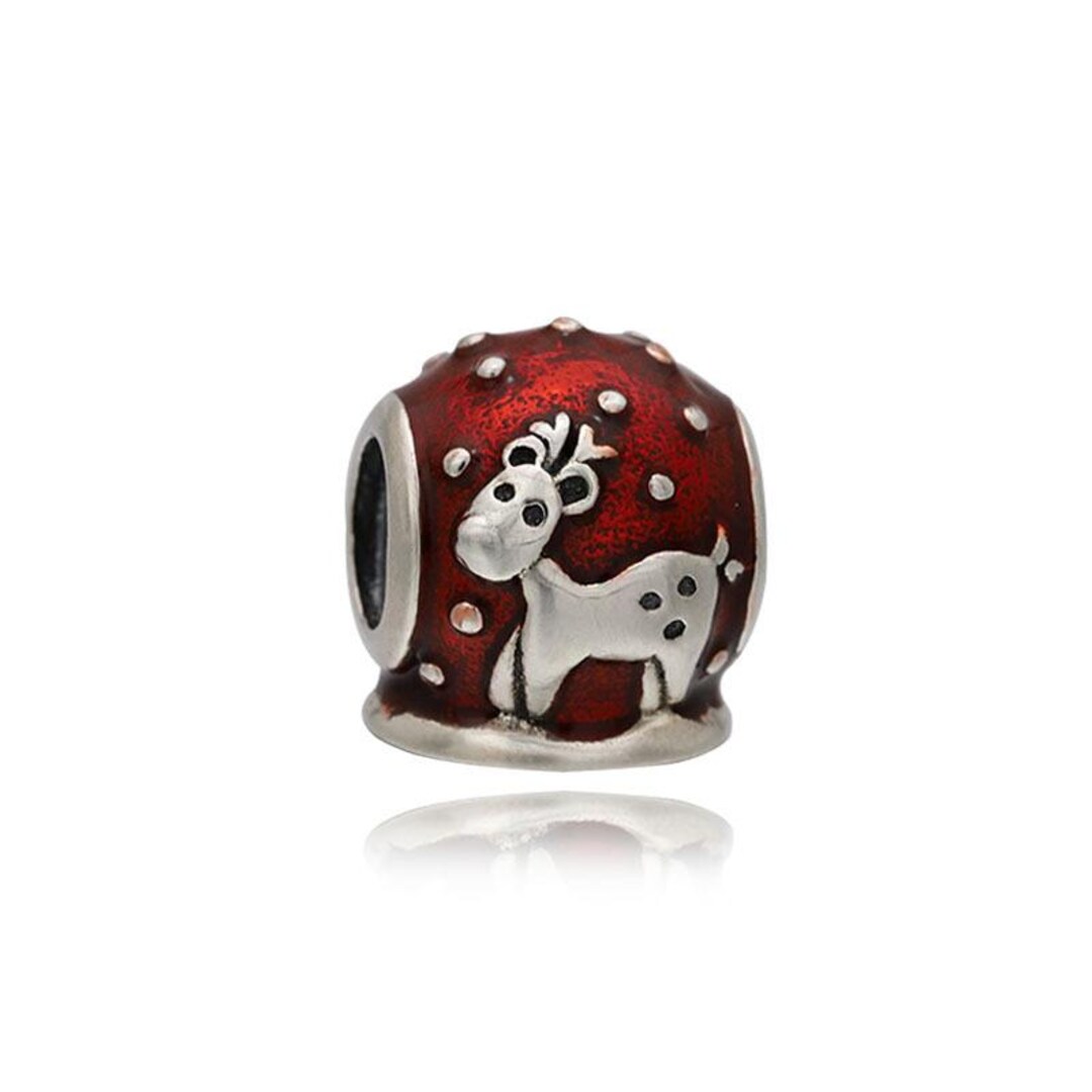 Snow Globe Pandora White Reindeer Christmas Winter Charm - Etsy