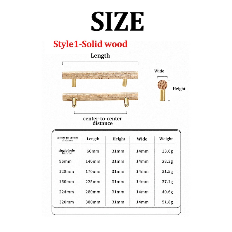 Household Gift, Wood Cabinet Pulls - Beech Wood Kitchen Pull Handles ...