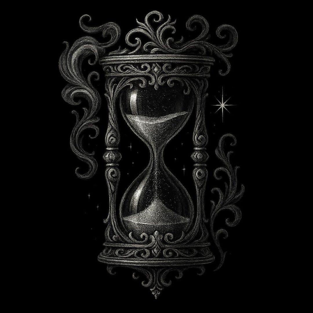 Gothic Hourglass Clock Sticker Pack Vintage Timepiece PNG Bundle Dark ...