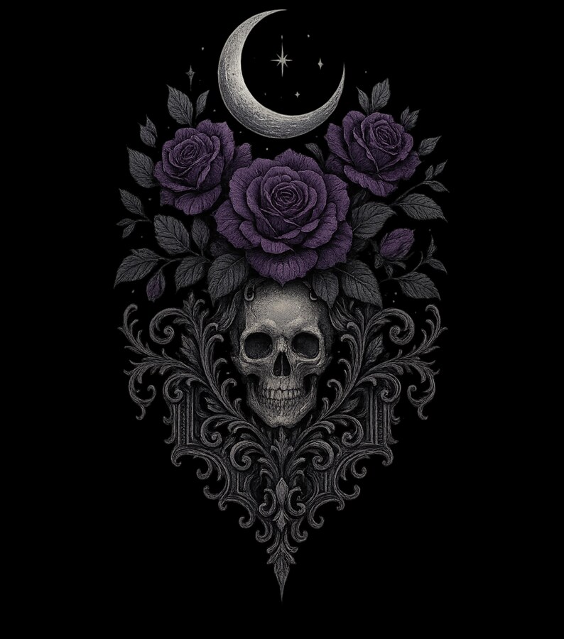 Gothic Crescent Moon Clipart Bundle | Witchy Moon Phase Pngs | Dark ...