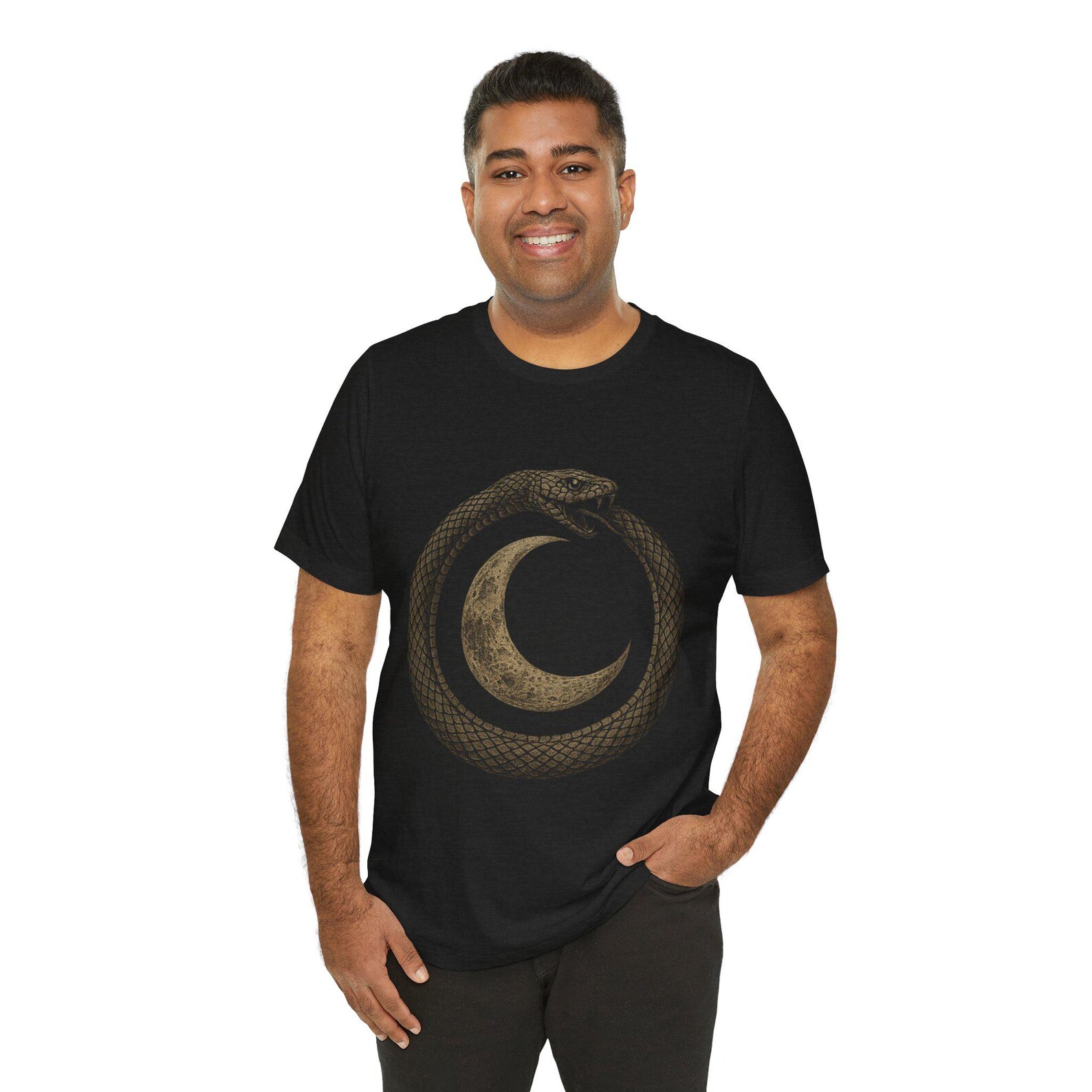 Ouroboros Snake Crescent Moon T-shirt | Occult Gothic Moon Tee - Etsy