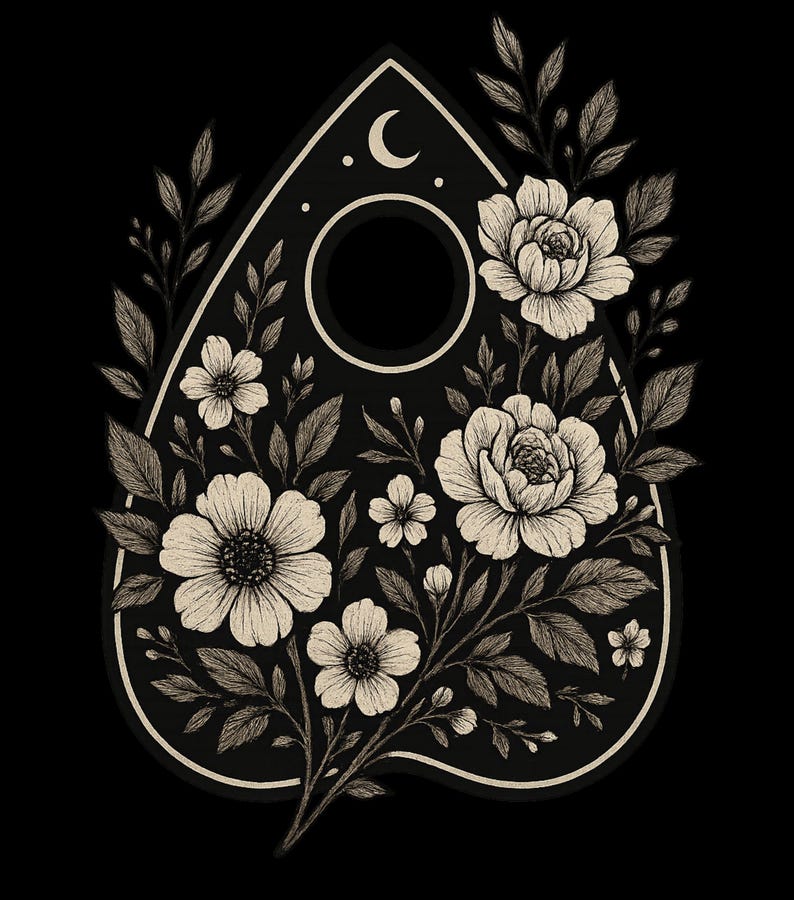 Gothic Planchette Sticker Set | Ouija Board, Witchy Floral PNG Bundle ...