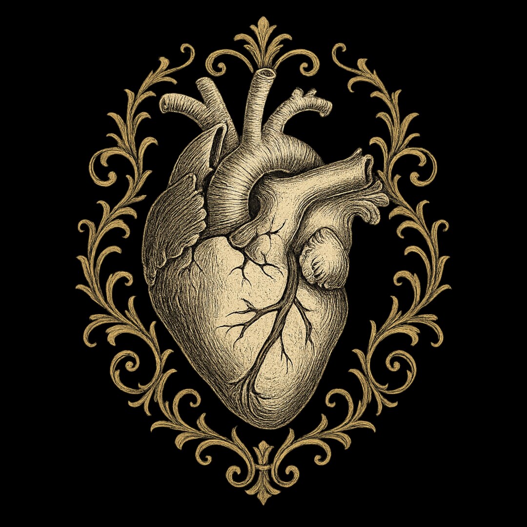 Gothic Anatomical Heart Sticker | Baroque Filigree & Celestial Details ...