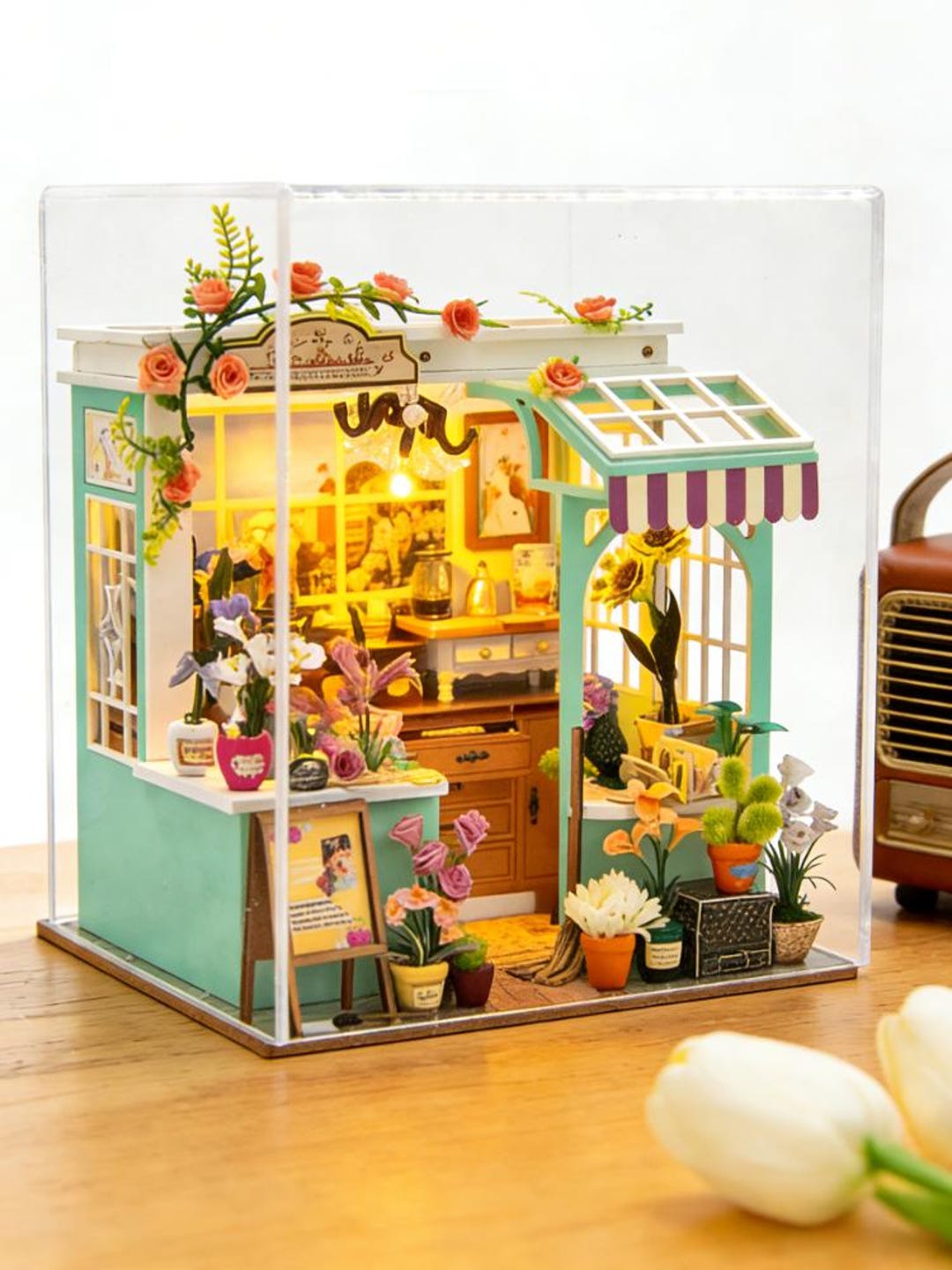 DIY Miniature Flower Shop Kit, 3D Wooden Puzzle, Light-up Dollhouse - Etsy