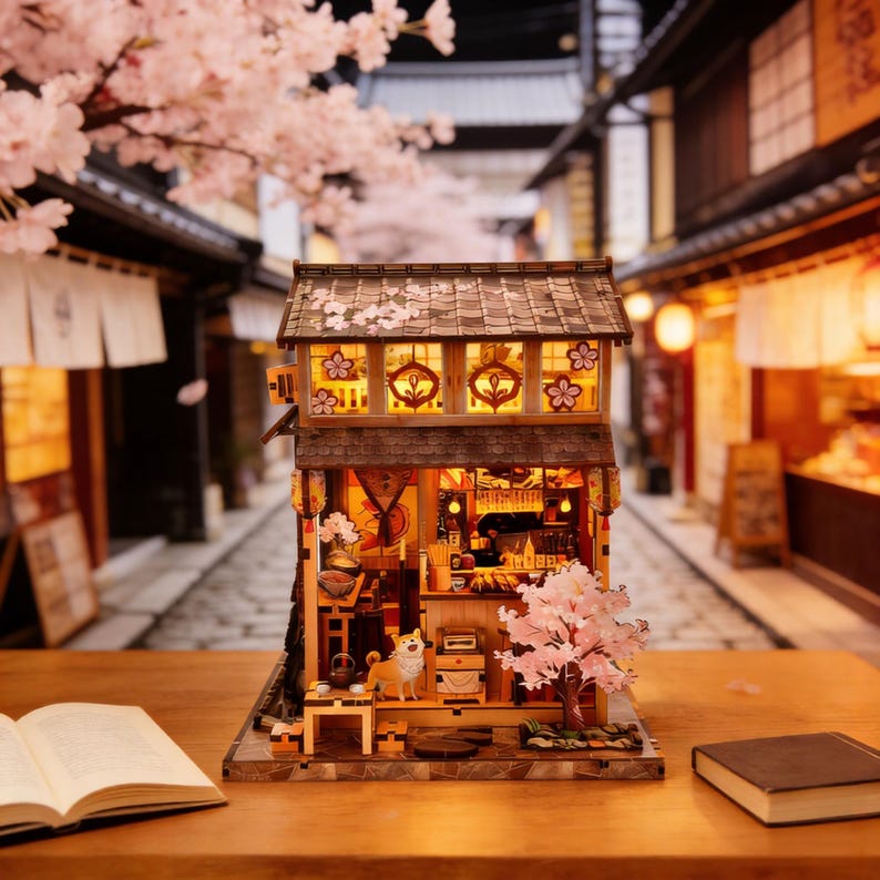 DIY Japanese Izakaya Book Nook Kit. 3D Wooden Puzzle Shelf Insert With ...