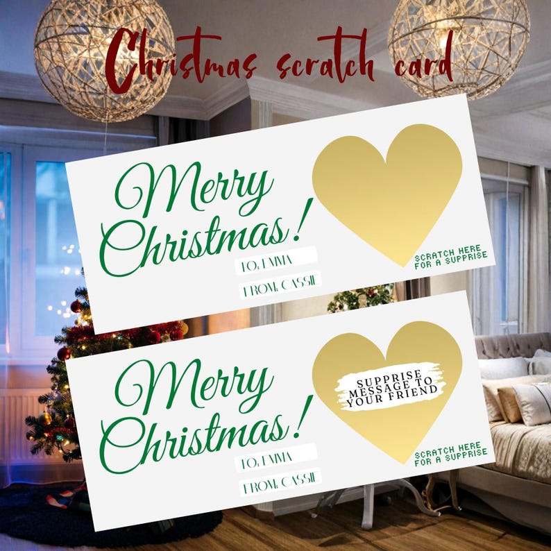 Personalized Christmas Scratch Off Card, Holiday Surprise, Stocking ...