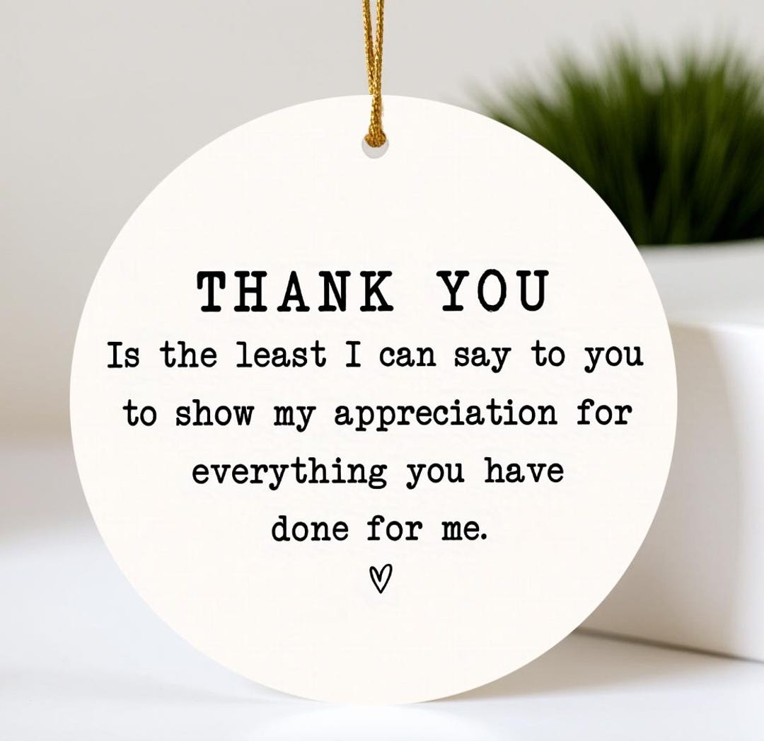 Minimalist Ceramic Thank You Hanging Ornament, Round Appreciation Gift ...