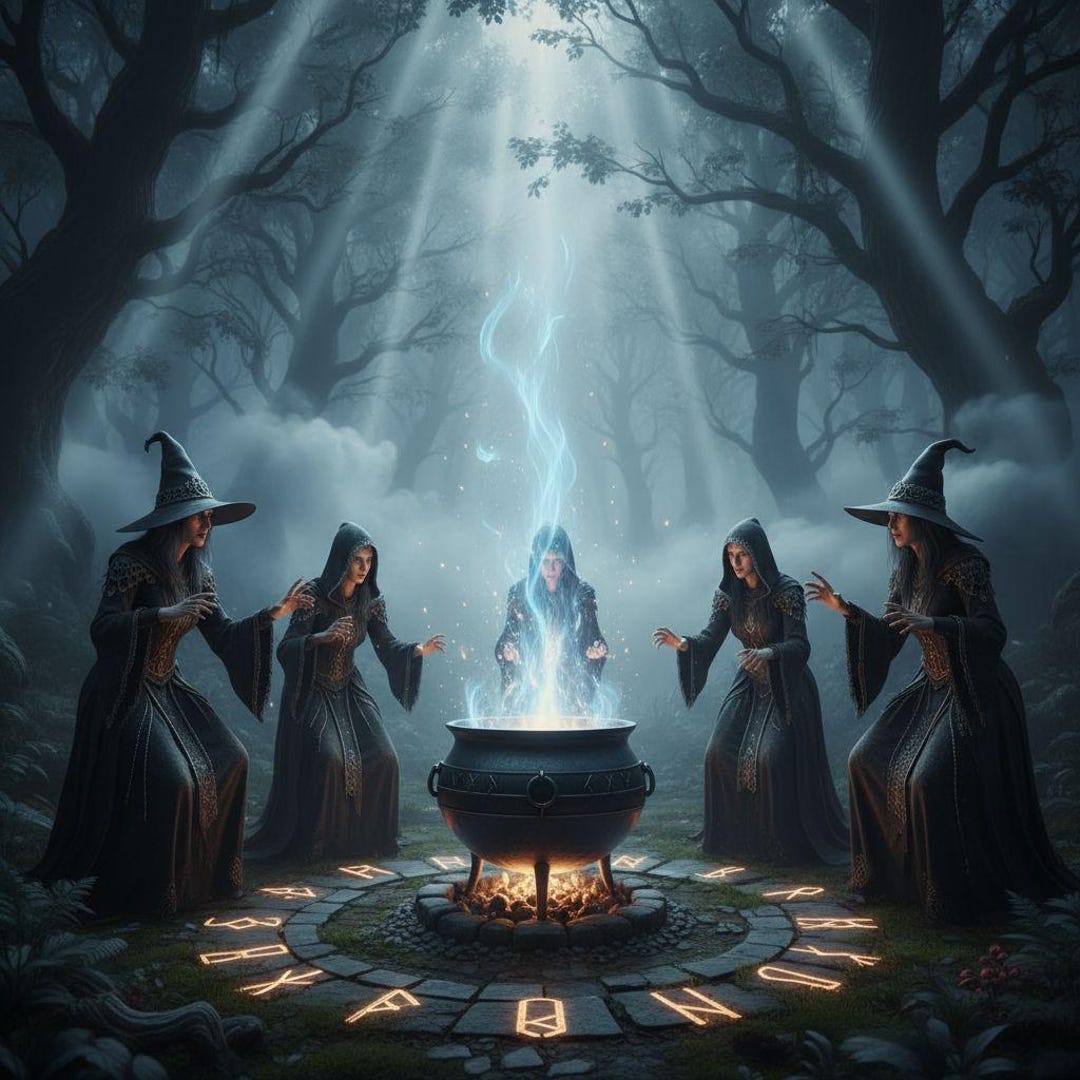 Halloween Wallpaper – Witches Circle Digital Download – Spooky Autumn ...