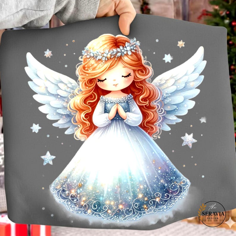 Christmas Angel PNG Sublimation Design, Watercolor Angel Digital File ...
