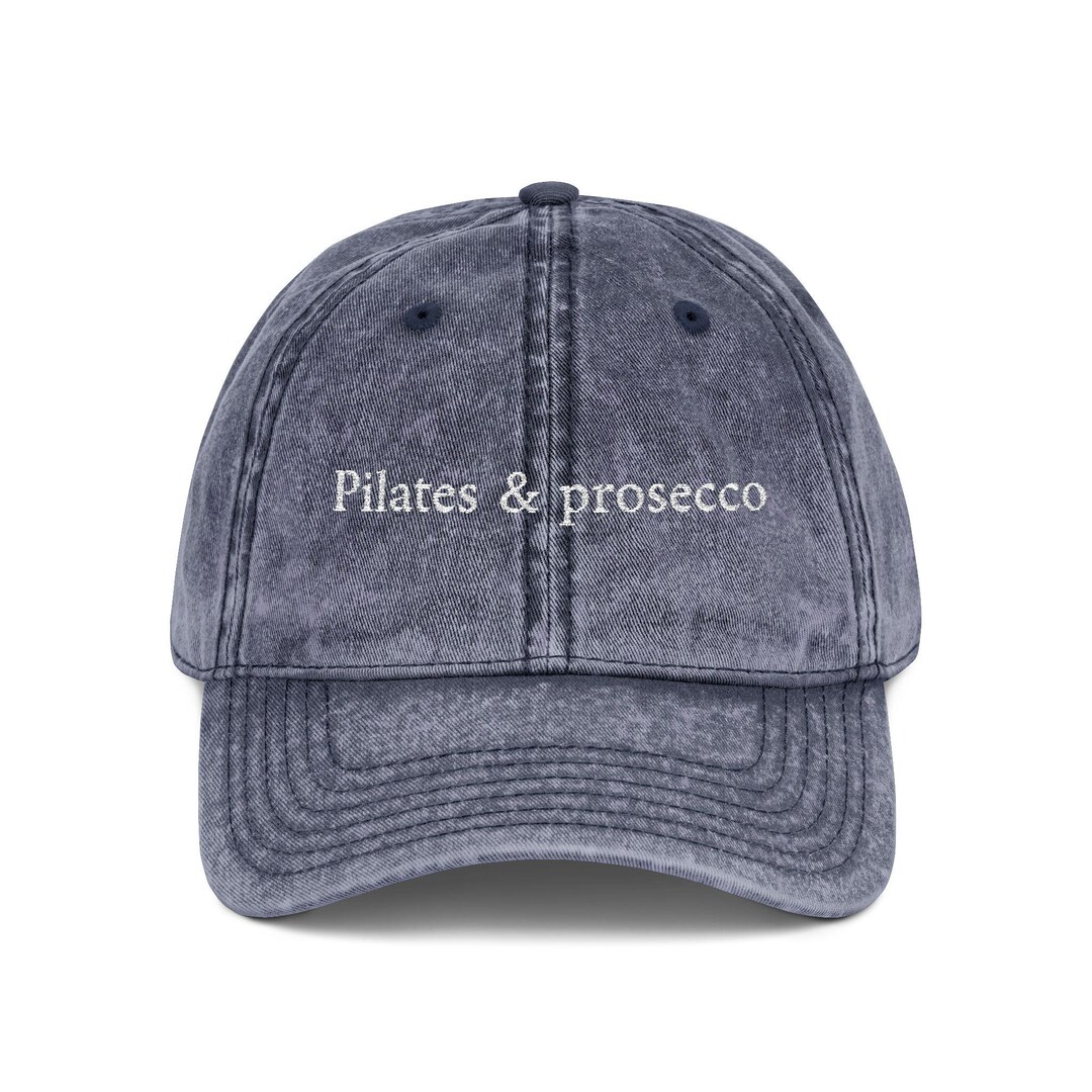 Pilates & Prosecco Embroidered Vintage Cap, Retro Hat, Gift for Workout ...