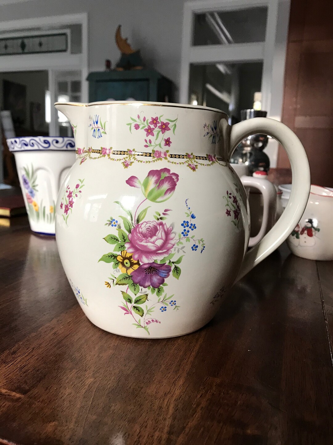 Victoria Ironstone Staffordshire England Vintage Floral Pitcher - Etsy