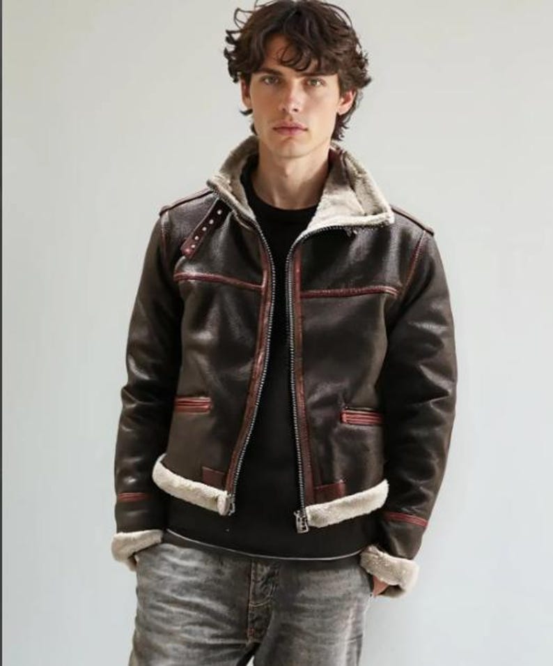 Leon Kennedy Resident Evil 4 Jacket: Shearling Leather B3 Bomber ...