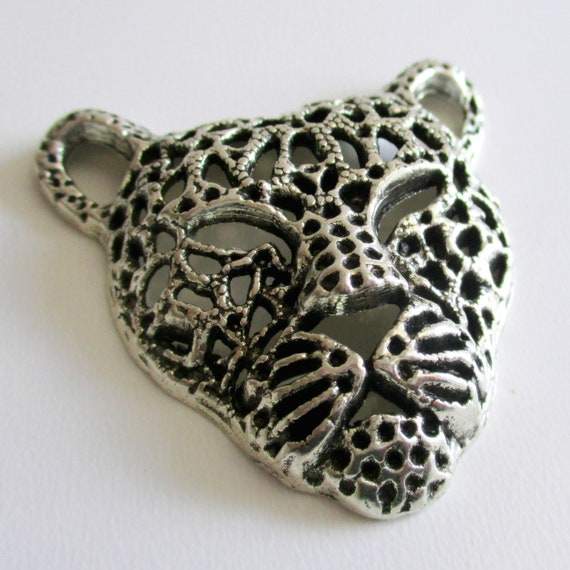 Leopard Head Pendant 45x43mm Leopard Pendant Jewelry Making - Etsy