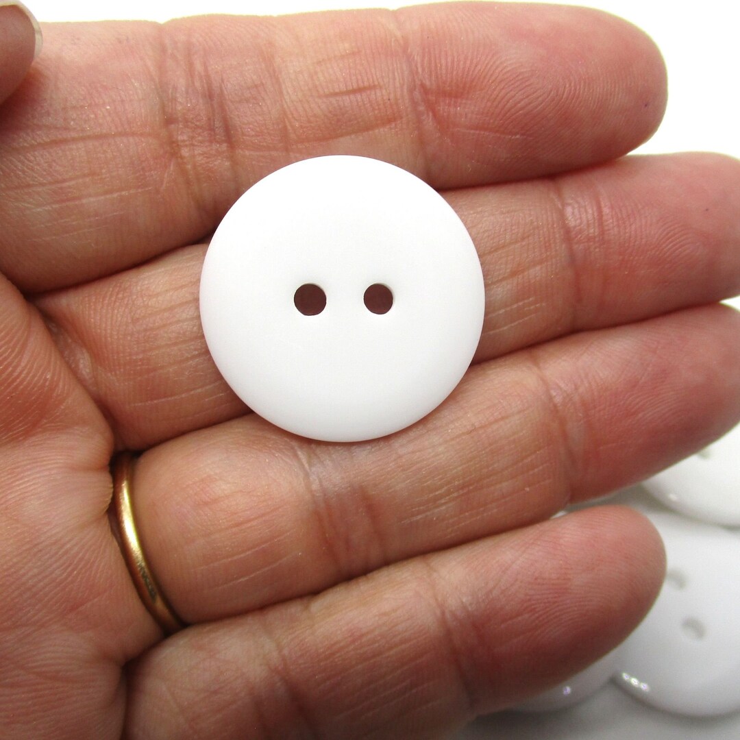 White Plastic Buttons, Pack of 20/50 Buttons, 23mm Buttons, Sewing ...