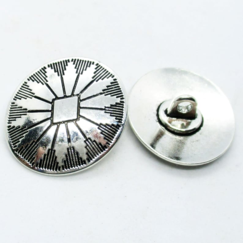 Oval Flower Antique Silver Metal Shank Buttons,pack of 6/10, 25x22mm ...