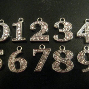 Number Charms Set of 10 Charms 0 to 9 Rhinestone Charms - Etsy Canada