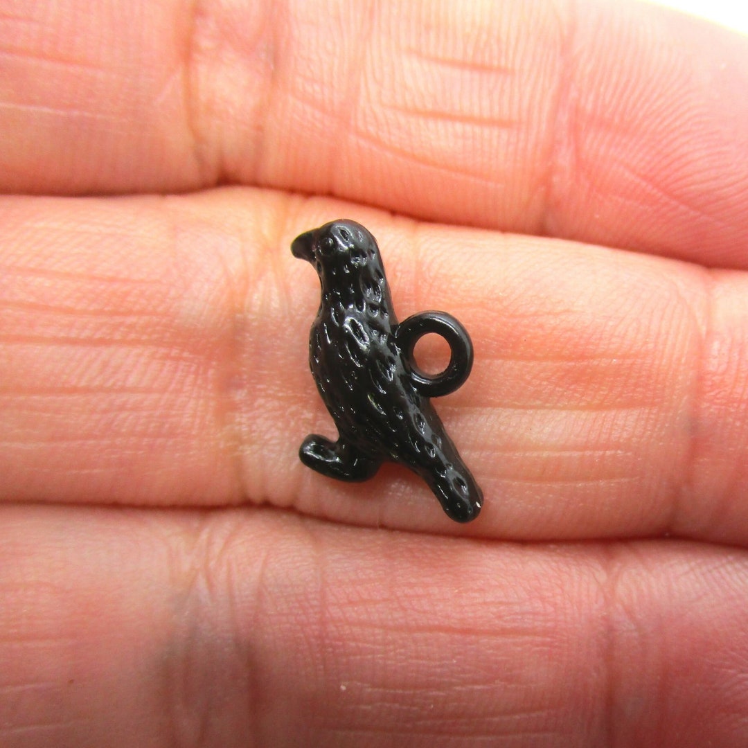 Black Bird Enamel Charms, 16x10mm Black Crow Charms, Jewelry Making ...