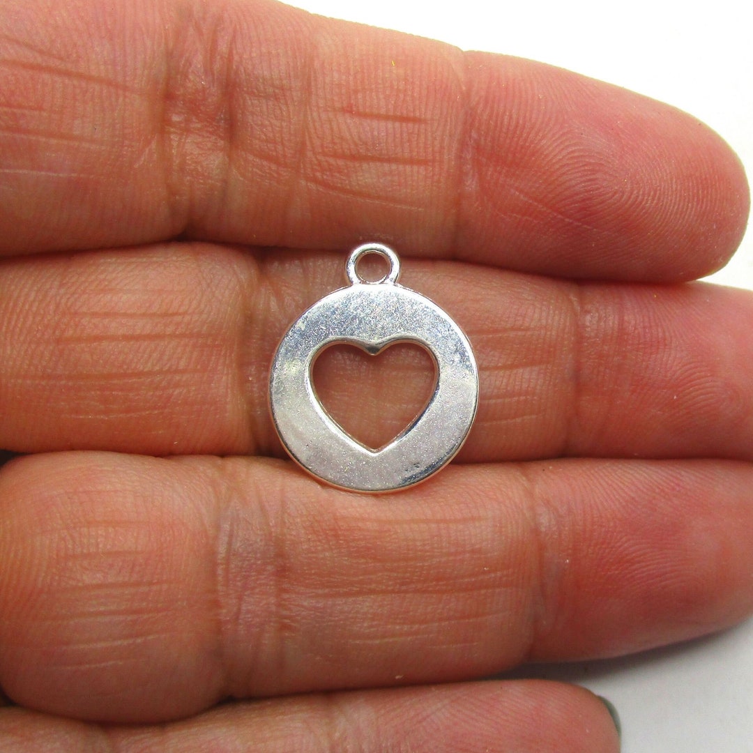 Silver Plated Cut Out Heart Charms, 17x14mm, Jewelry Making Supplies ...