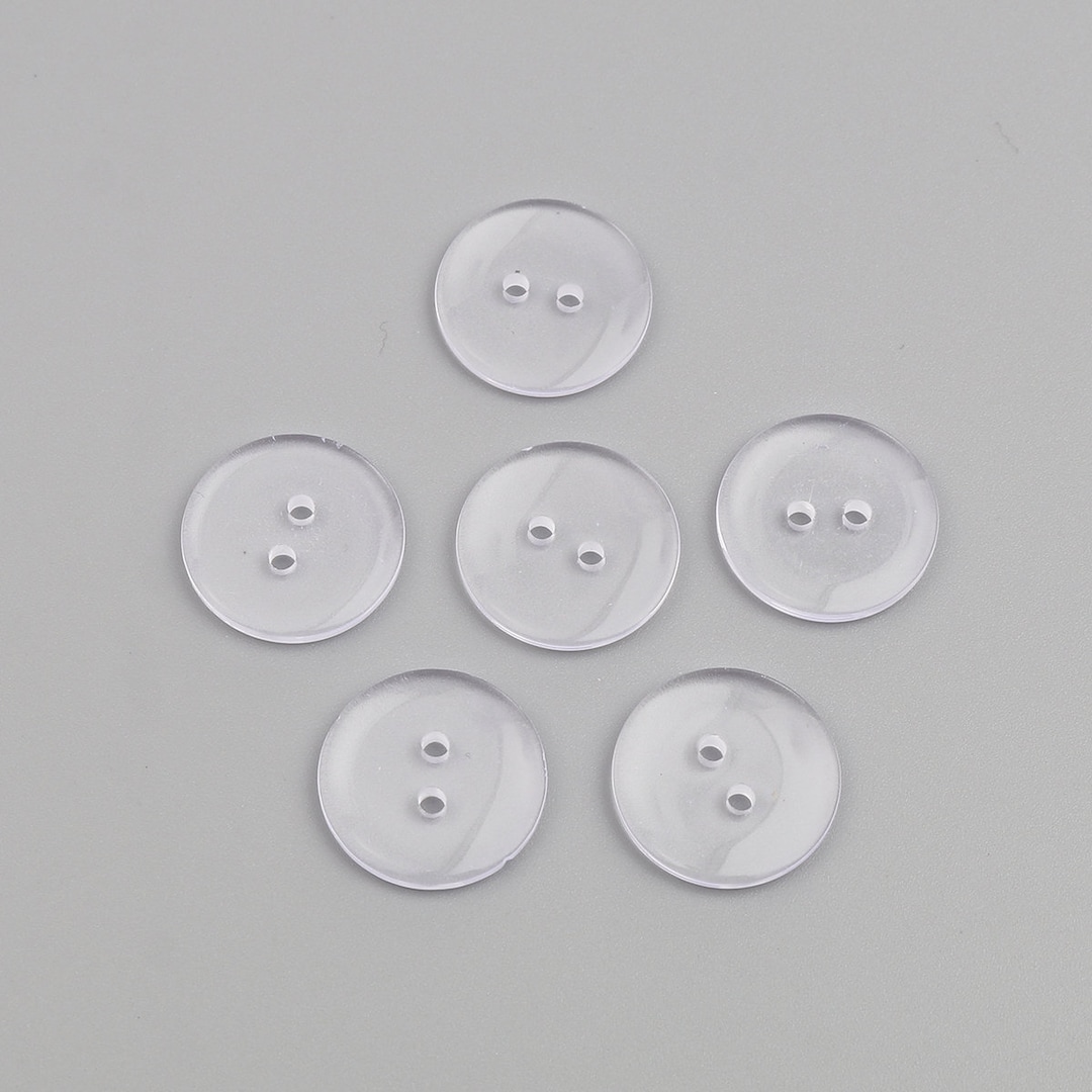 25 Transparent Plastic Buttons 18mm, Sewing Buttons, Craft Supplies ...