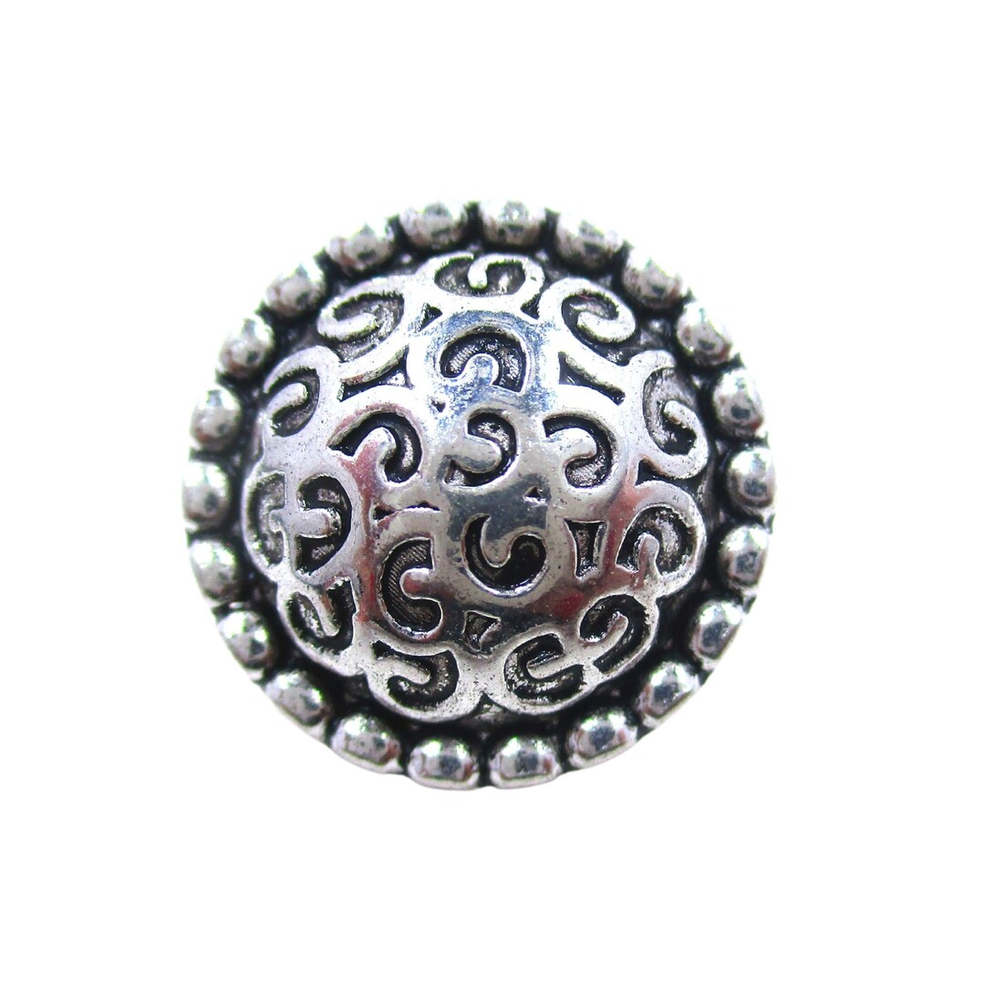 Metal Shank Buttons Antique Silver, Pack of 10 Buttons, 15mm, Shank ...