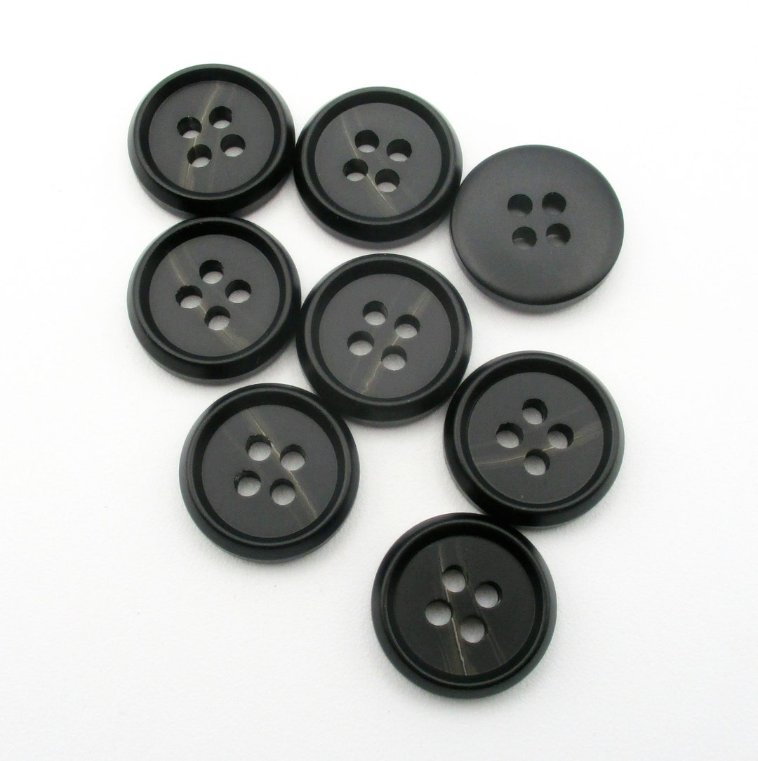 30 Black 15mm Resin Buttons, 15mm Buttons, Four Hole Buttons (box2b) - Etsy